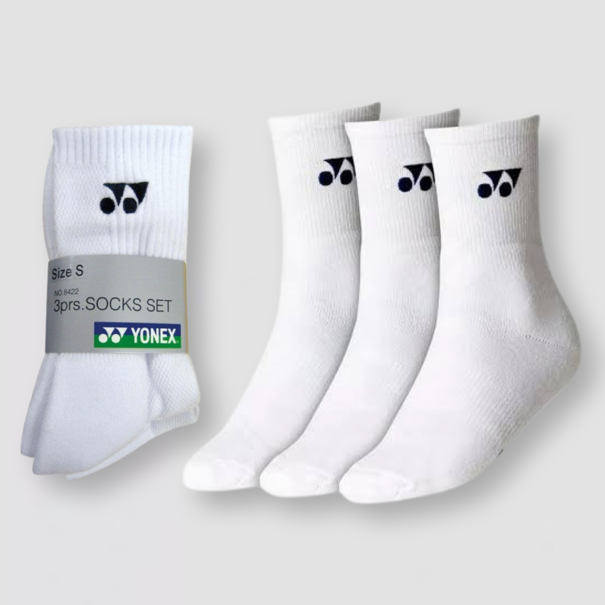 YONEX Sports Crew Socks Set (Pack of 3) 8422EX White – Badminton World ...